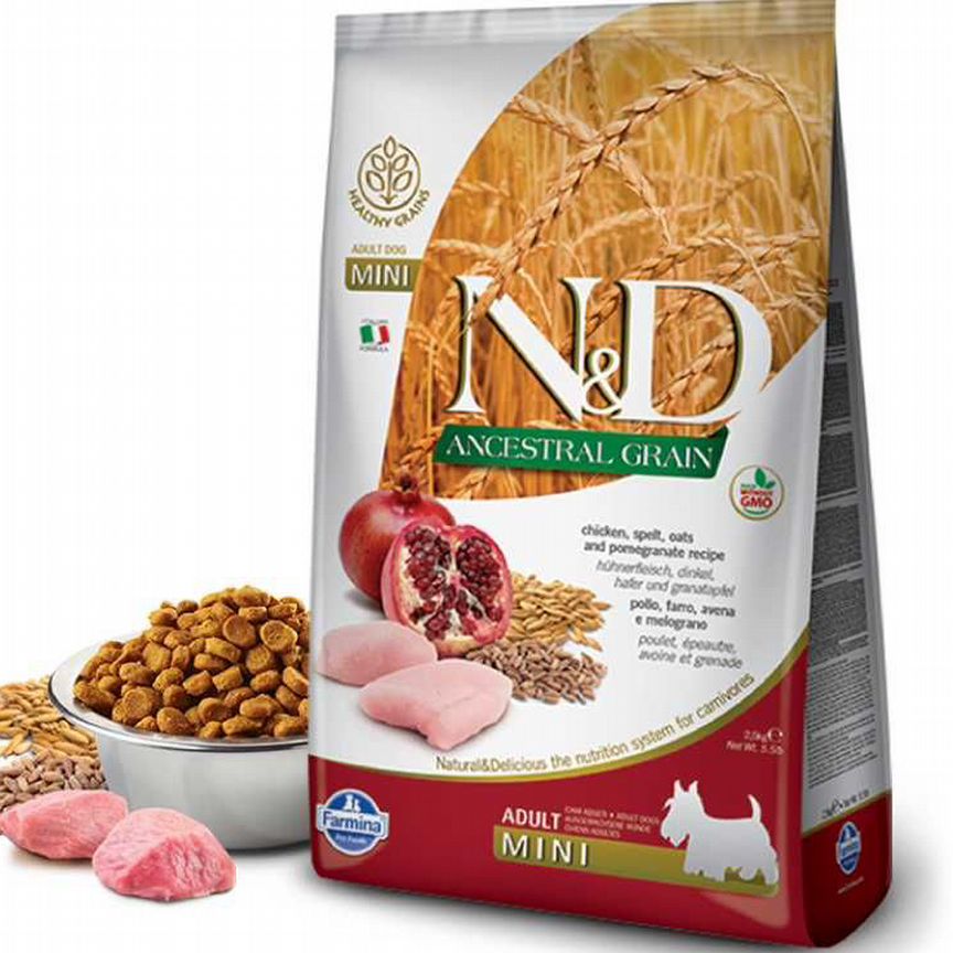 Farmina N&D ancestral grain д/с mini курица, спельта, овес, гранат - 0,8 кг срок 18.11.26