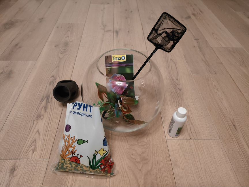 Набор для рыбки петушка/ мини аквариум