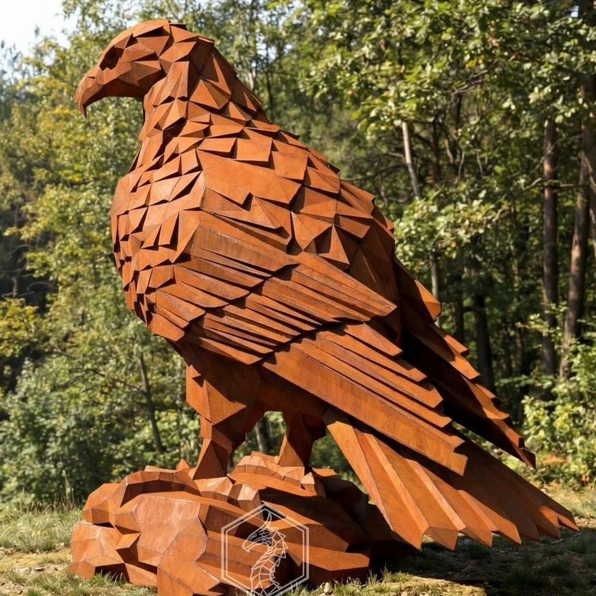 Орёл 3 метра, полигональный из металла, арт-объект