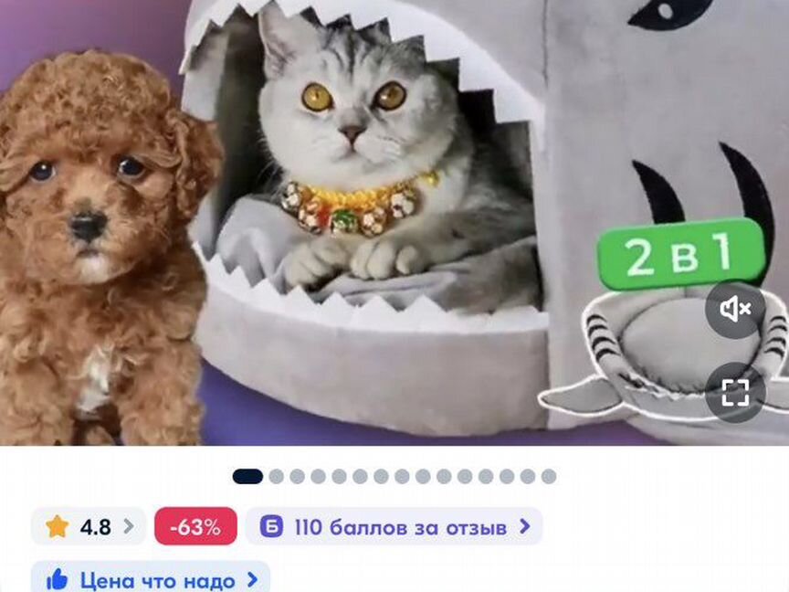 Домик для кошки и собак мелких пород 35х35х39 см