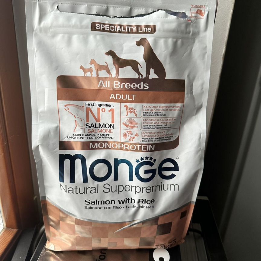 Корм для собак 1.8 кг monge salmon with rice