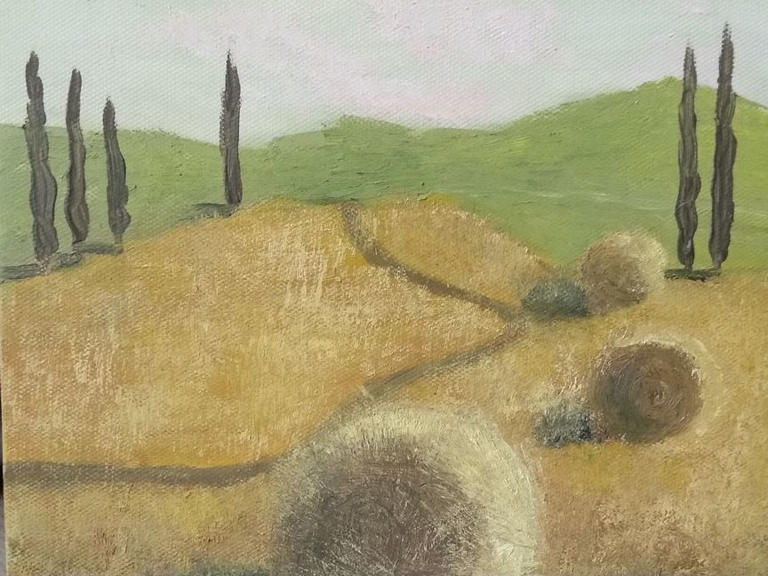 Картина Тюки сена после сенокоса в Тоскане 20*20