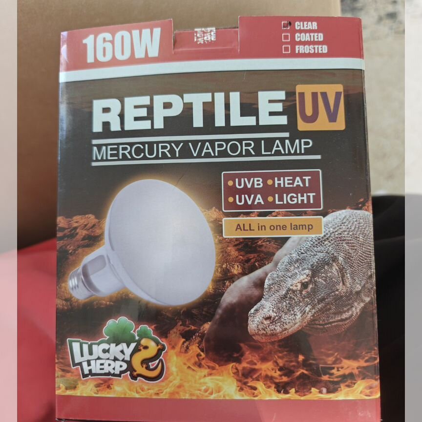 Лампа ртутная 3в1 для рептилий 160W новая