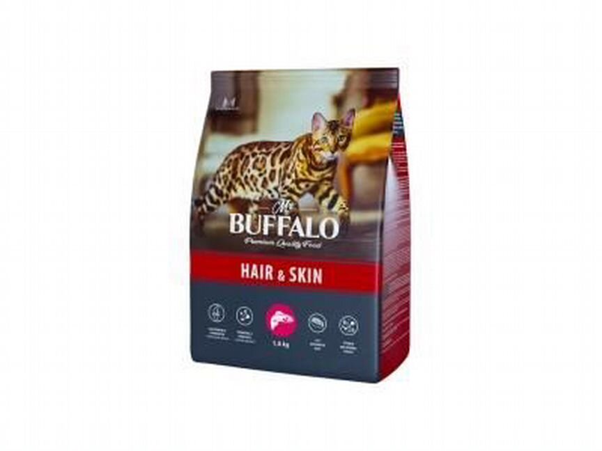 Mr.Buffalo Сухой корм adult hair skin с лососем дл
