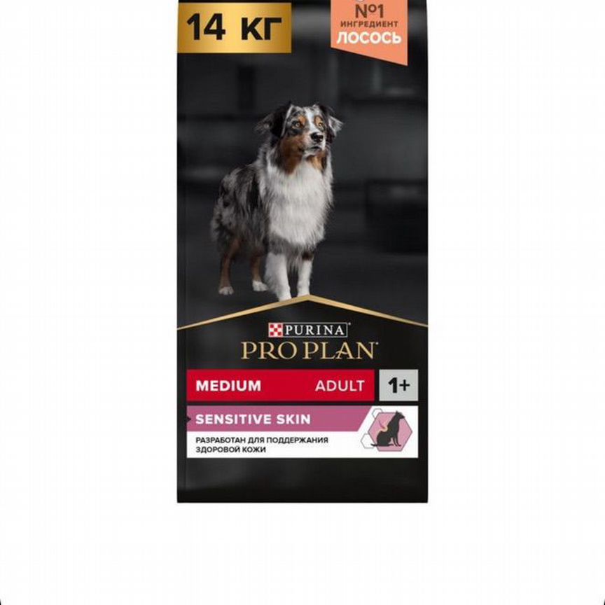 Корм PRO plan sensitive skin с лососем, 14 кг