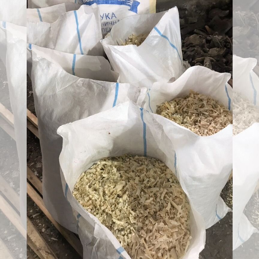 Сухая стружка в мешках