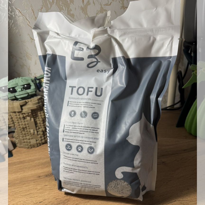 Наполнитель для кошачьего туалета тофу с углем