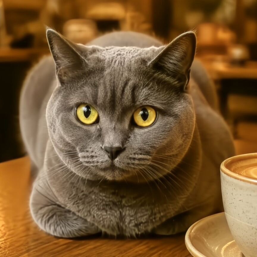 Русская голубая, взрослая кошка