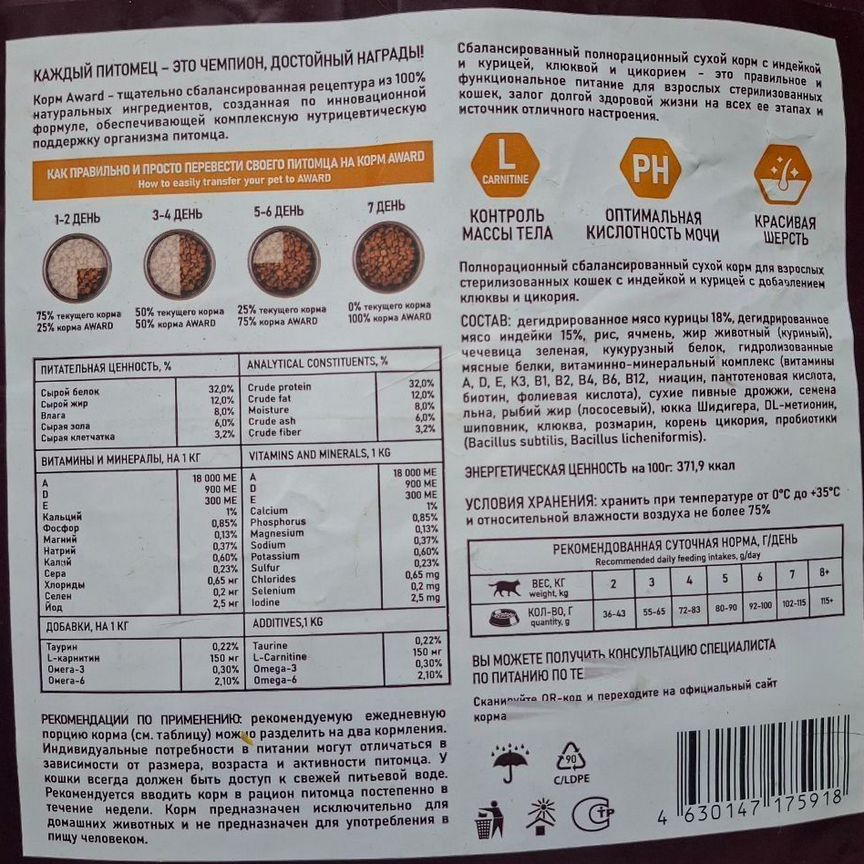 Корм для кошек Award