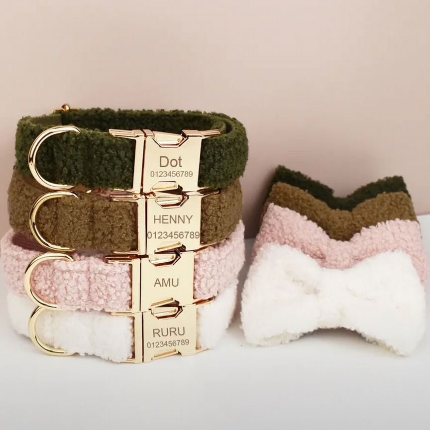 Ошейник и поводок для собак и кошек с гравировкой