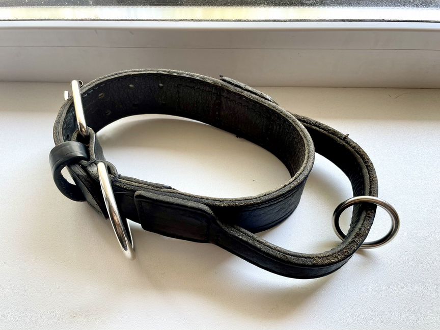 Широкий ошейник с ручкой кожа