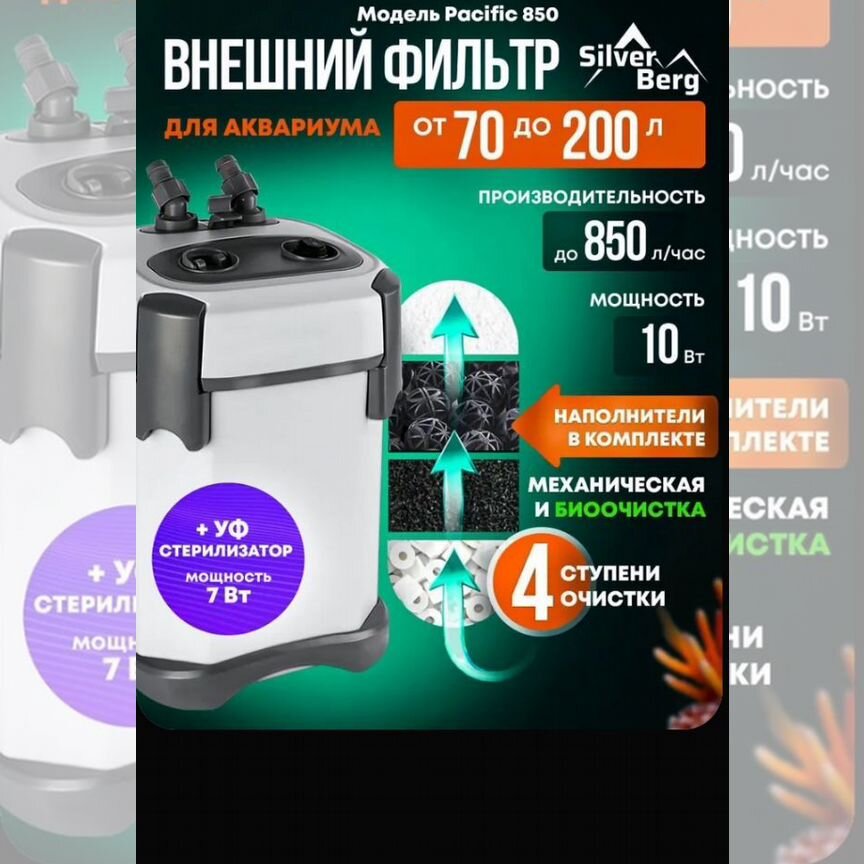Фильтр для аквариума с уф лампой новый