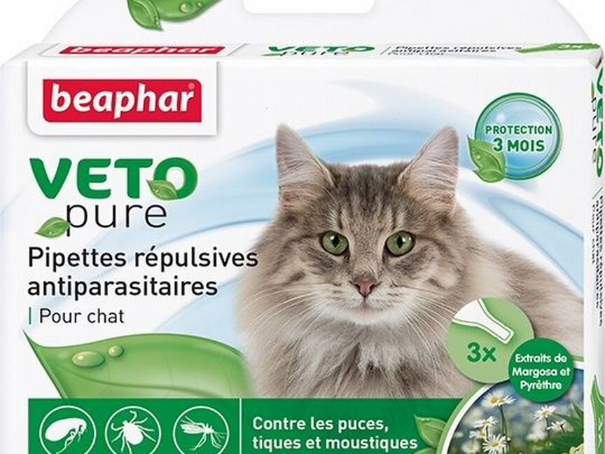 Beaphar капли Био от блох для кошек, 3 пипетки