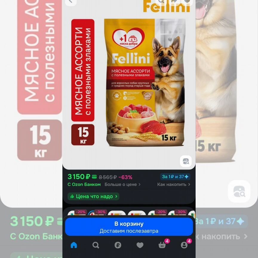 Сухой корм для собак Fellini