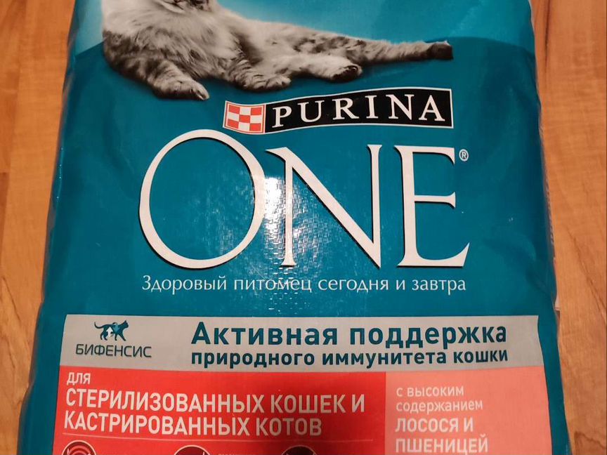Корм для кошек Purina One лосось 1,5 и 9,75кг