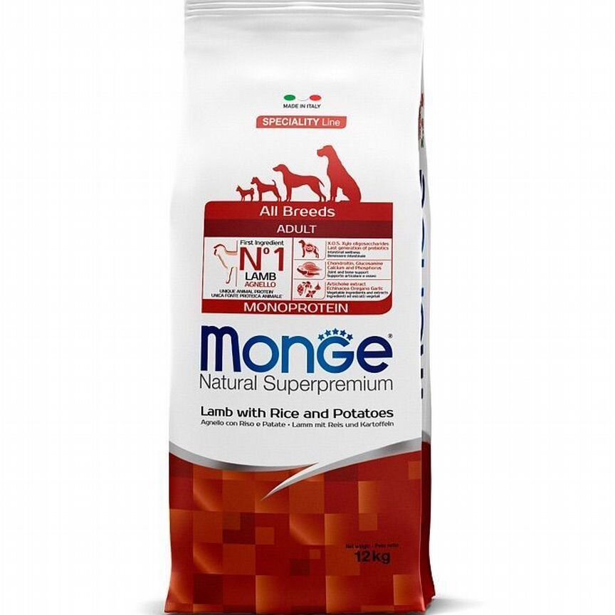 Monge Dog для взрослых собак из ягненка 12 кг