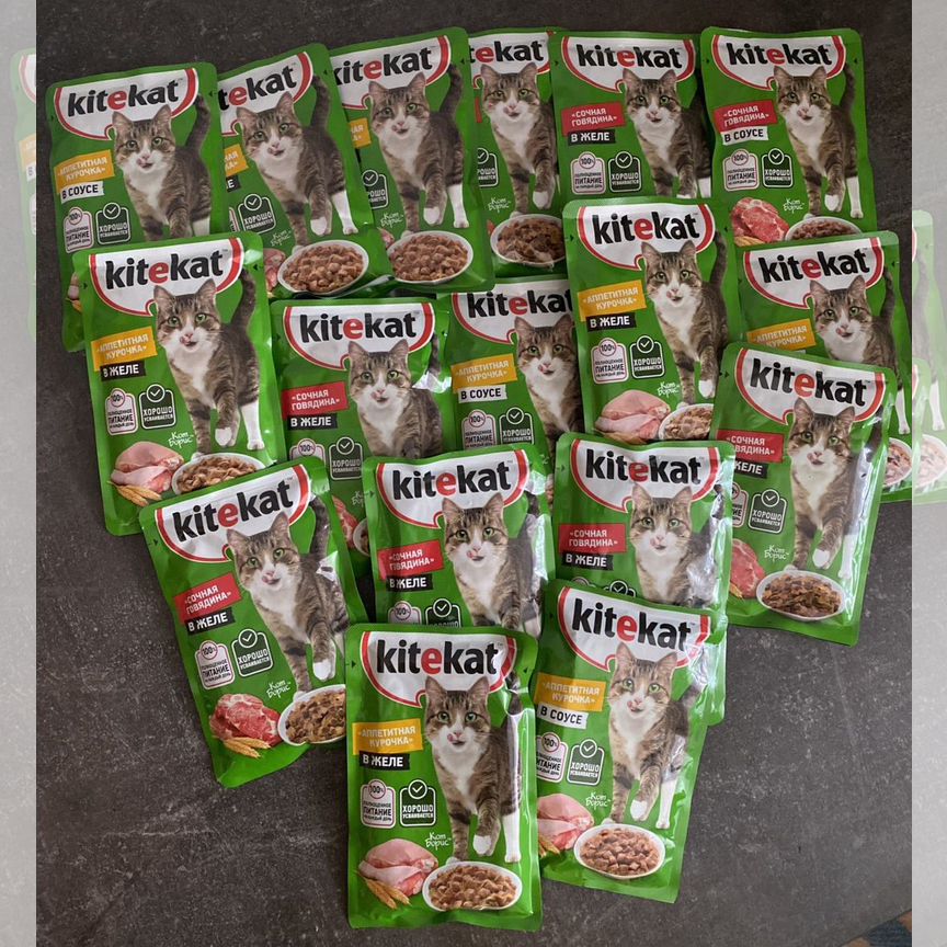 Корм для кошек в пакетах kitekat