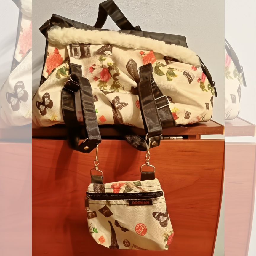 Меховая переноска для собак или кошек малых пород