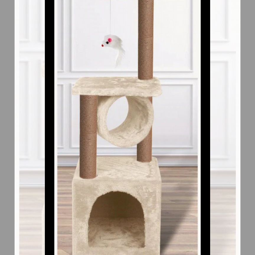 Когтеточкадомик с тоннелем для кошки 35x35х93 см