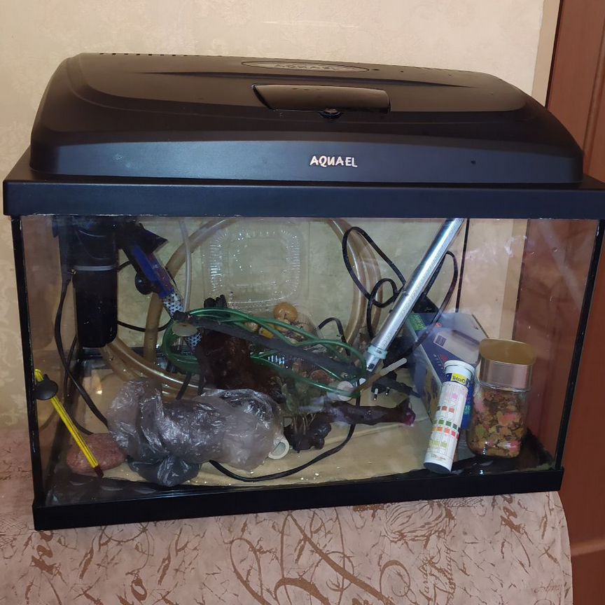 Аквариум aquael 45l, комплект с рыбками