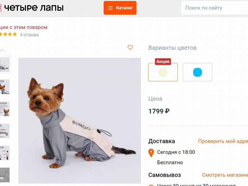 Дождевик для средней собаки