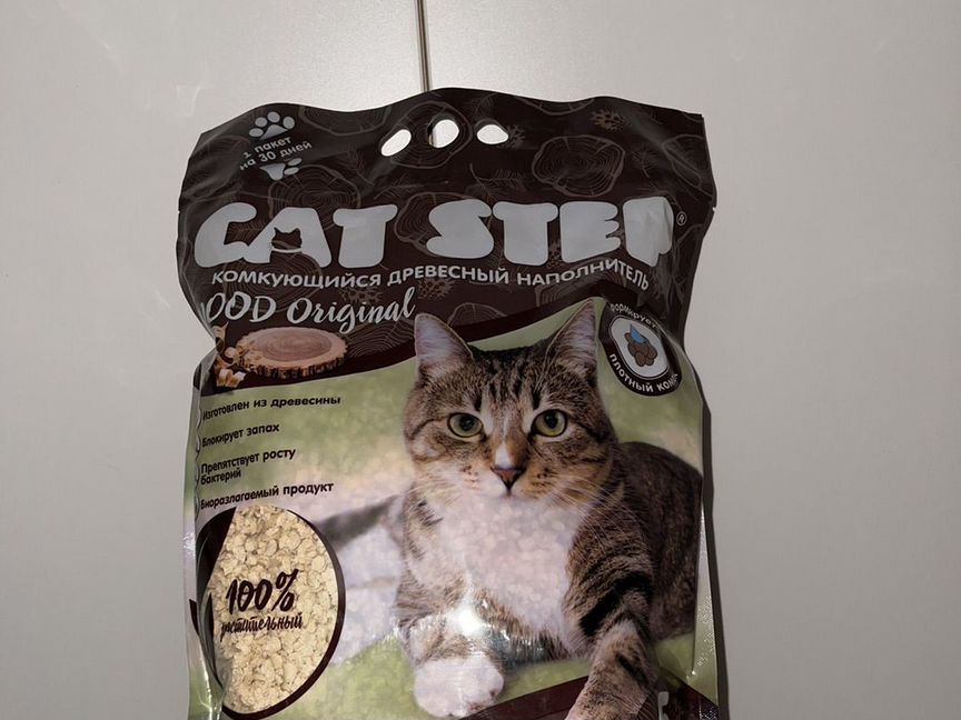 Наполнитель Cat step древесный wood 5 л новый