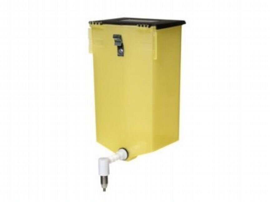 Поилка ниппельная, 1л (кролик, с бочком, жёлтая)