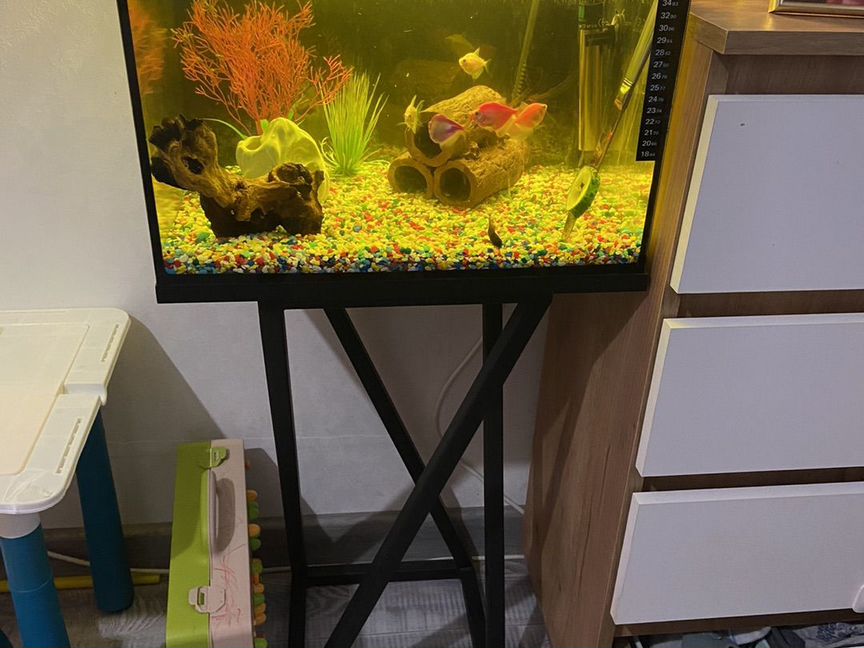 Аквариум 30 литров с подставкой и рыбами