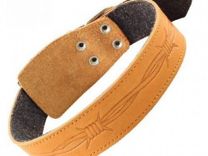 Ошейник 45-770 кожа одинарный на фетре с тиснением