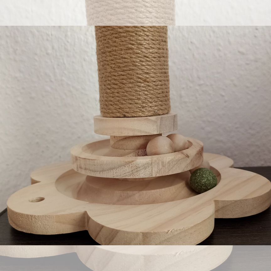 Игрушка для кота шарики деревянная с сизалем