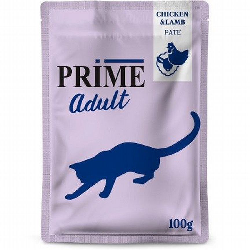 Корм 100г Prime паштет из курицы и ягненка для кош