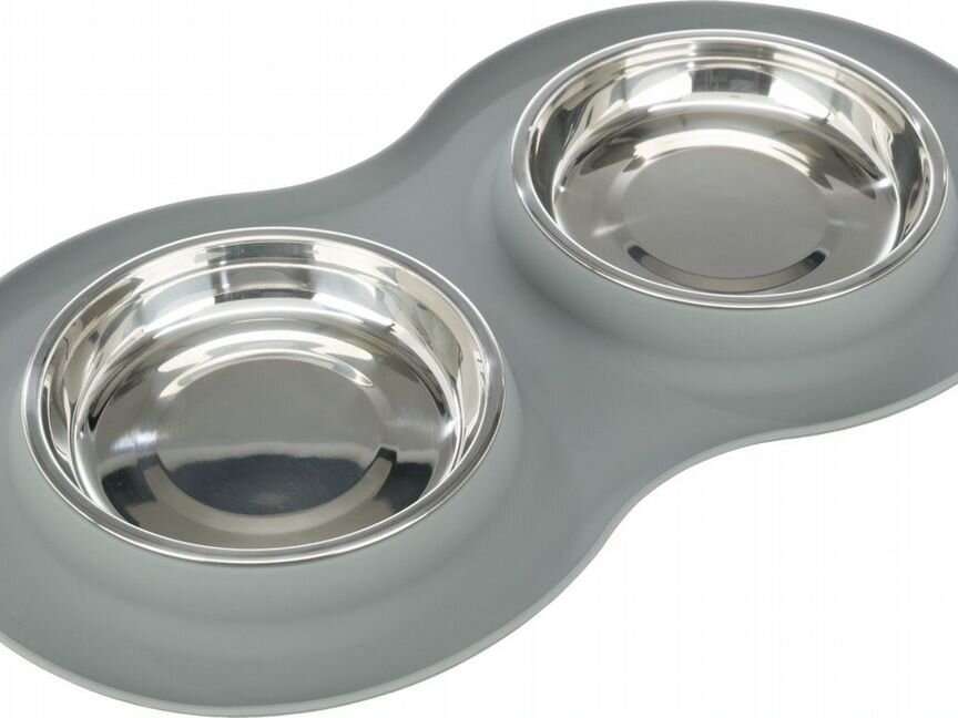 Trixie миски, силикон/сталь, серый