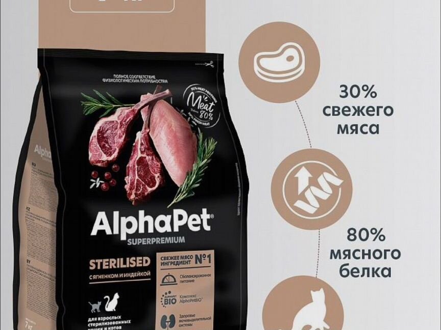 Сухой корм для кошек alphapet superpremium 7 кг