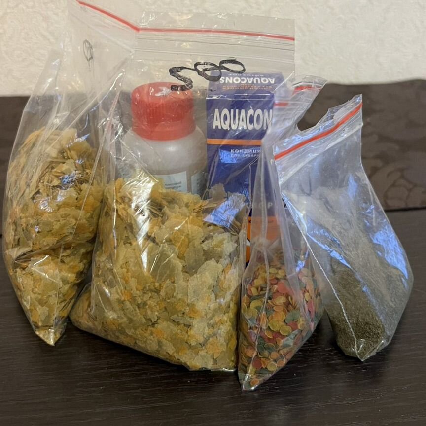 Корм для рыб, бактерии, кондиционер для воды