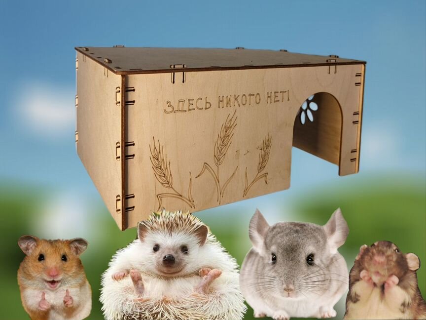 Домик для грызунов крыс свинки ежика деревянный