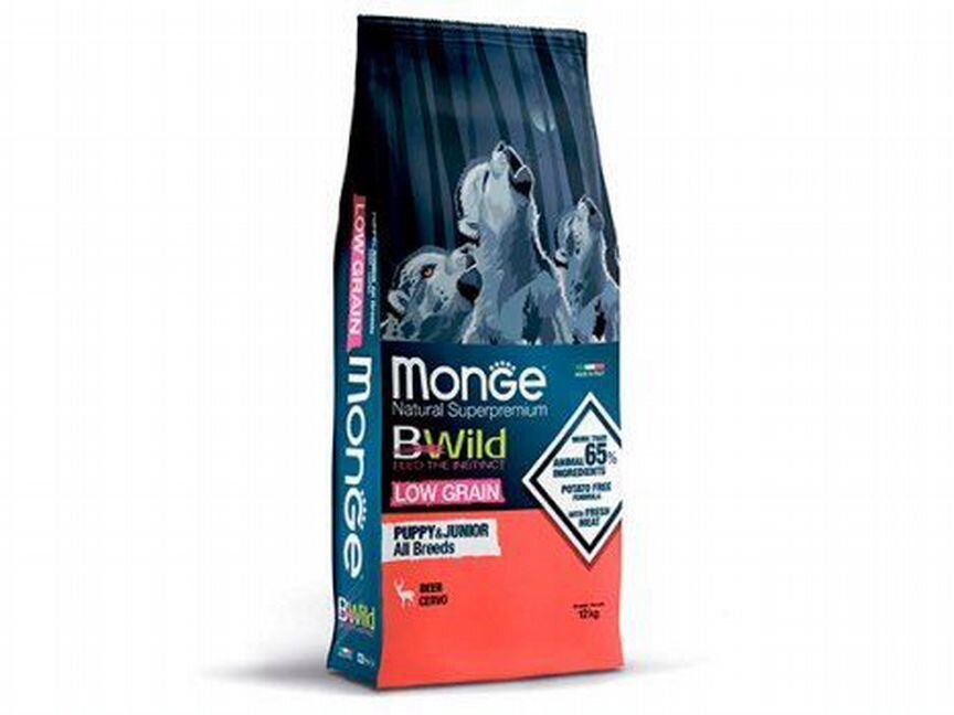 Корм для собак монж Monge bwild оленина щенки