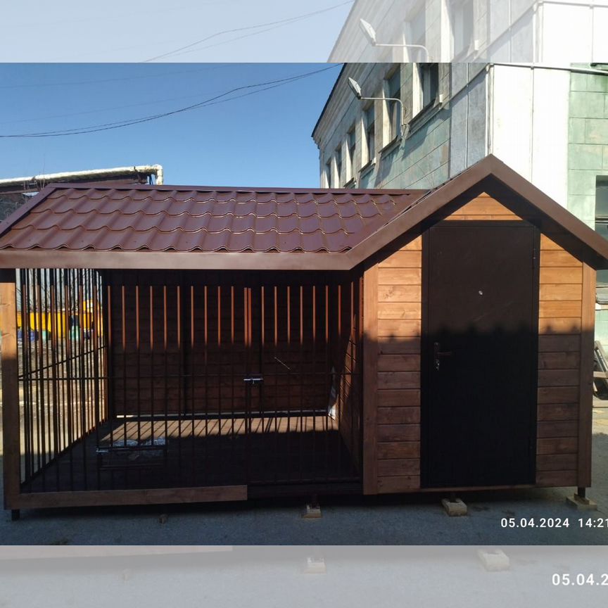 Уличный вольер с встроенной конурой 4,5*2,2 метра