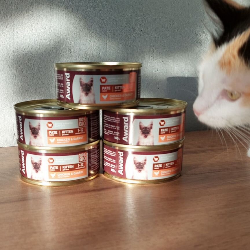 Влажный корм award для котят,паштет по 100г, 5 шт