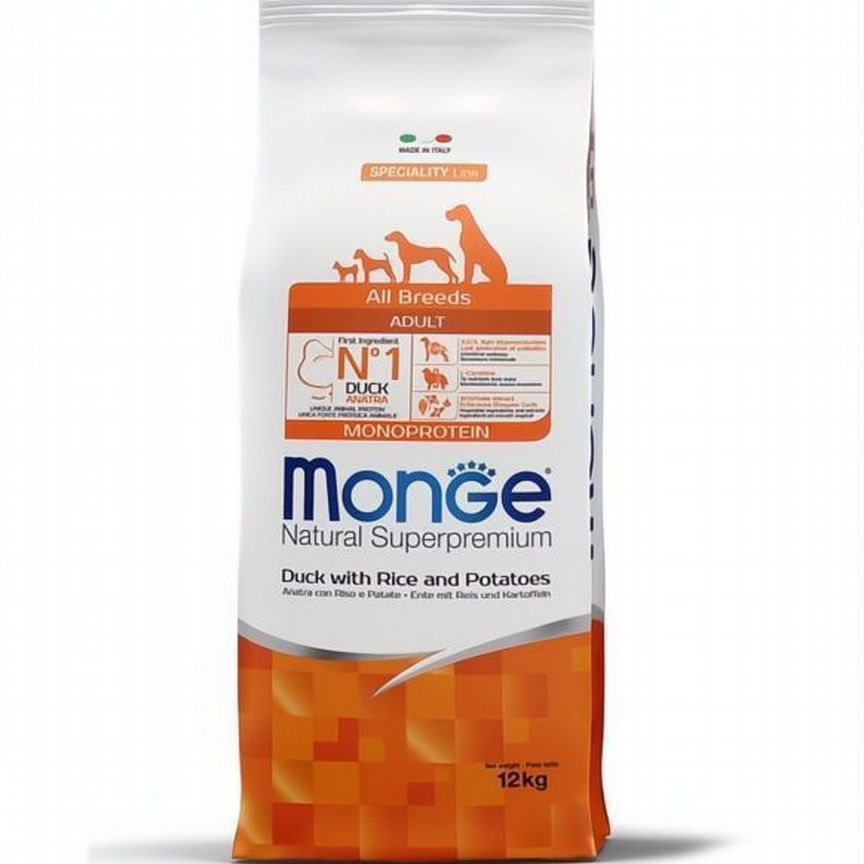Корм для собак Monge Monoprotein (Утка) 12 кг