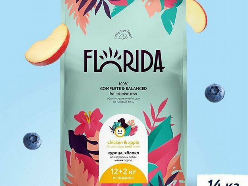 Florida для собак малых пород курица яблоко 14 кг