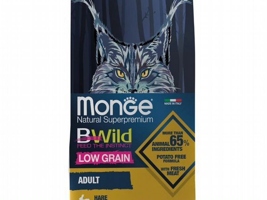 Сухой корм Monge Cat BWild LOW Hare из мяса зайца