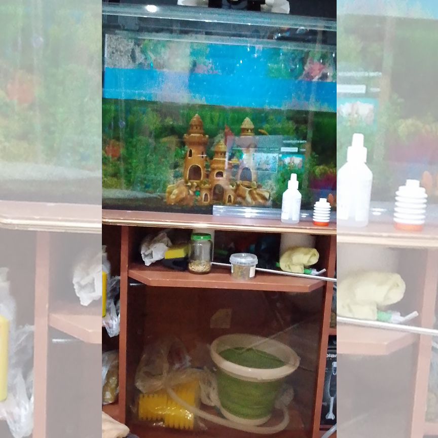 Продам аквариум с тумбой 100л и атрибутткой