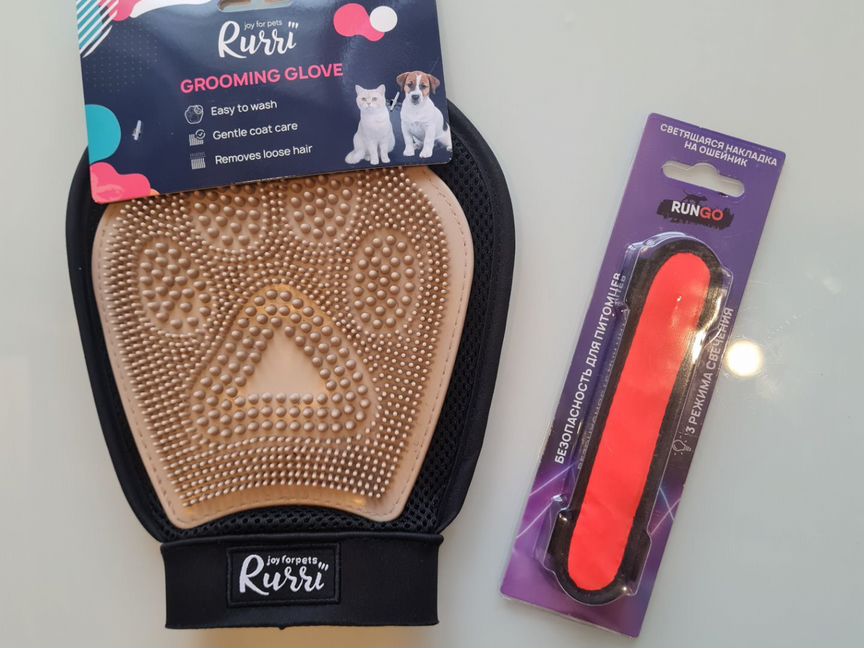 Рукавица для груминга и накладка маяк на ошейник