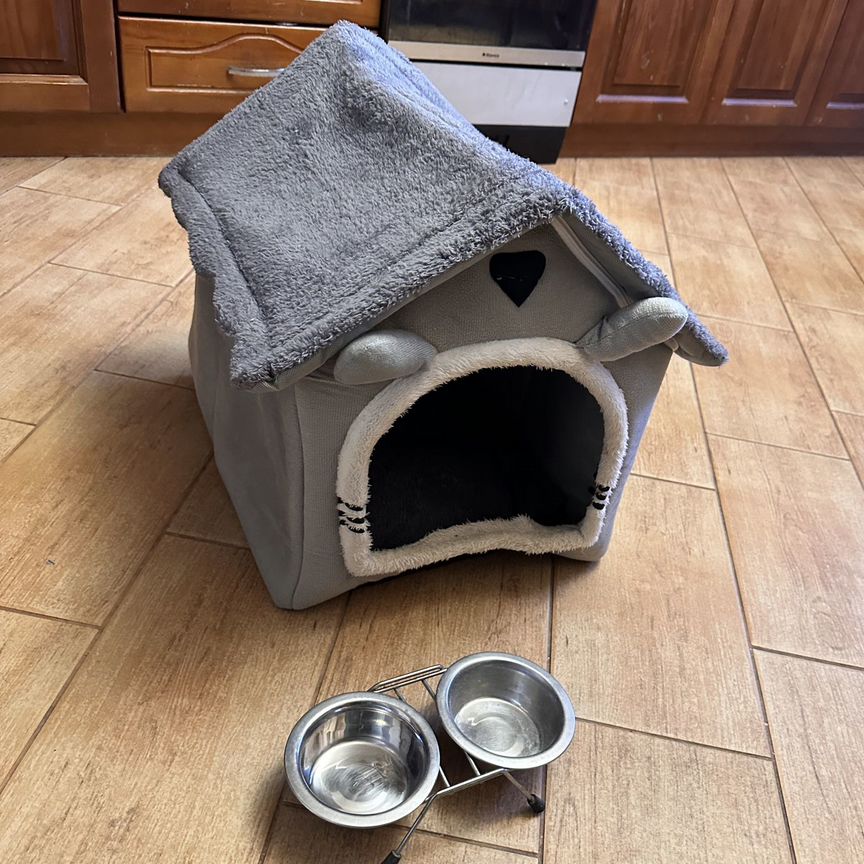Домик мягкий для собаки или кошки миски в подарок