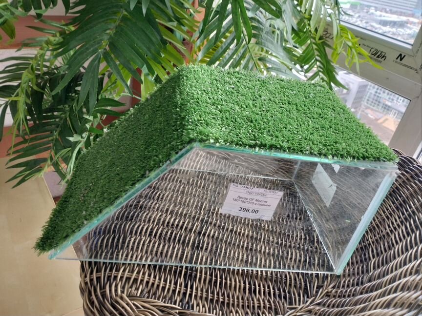 Элемент декора для террариума, мостик с газоном