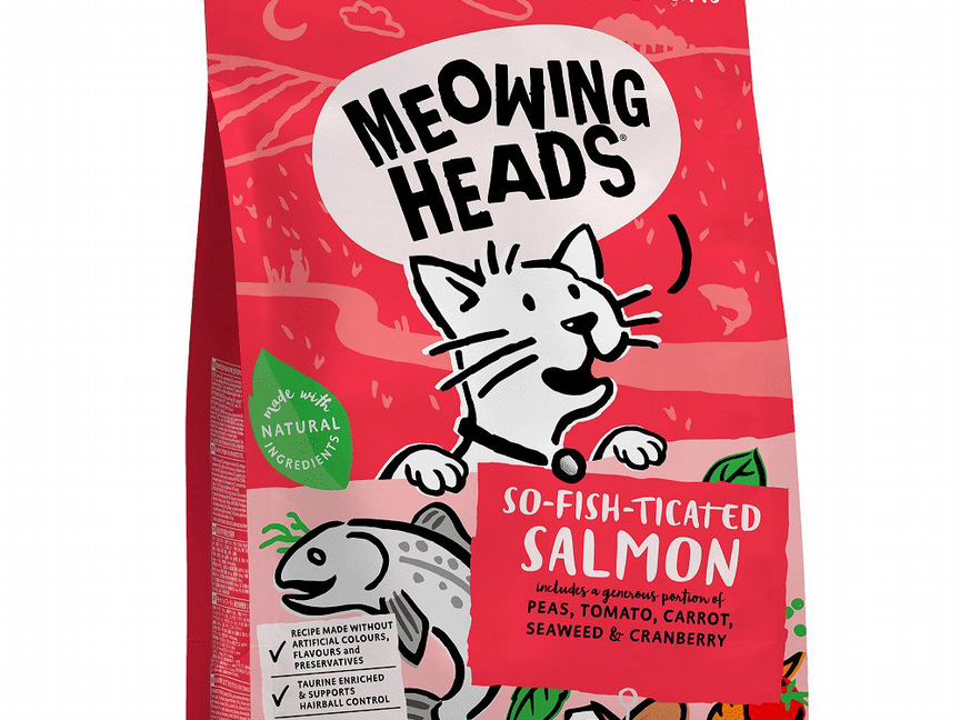 Корм Meowing Heads для взрослых кошек, с лососем