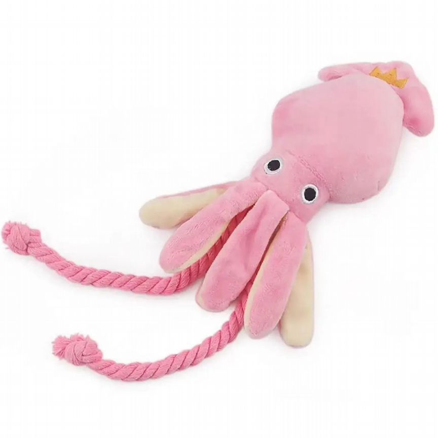 Игрушка для собаки мягкая Кальмар розовый