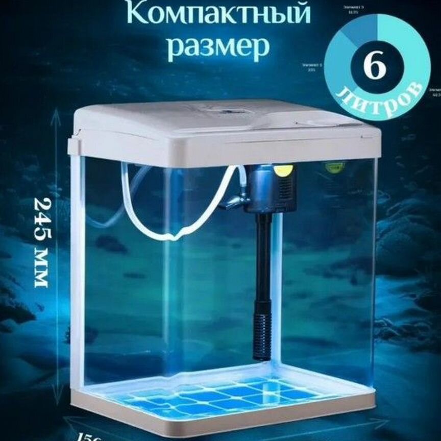 Аквариум 6л со светом, фильтром и аэрацией