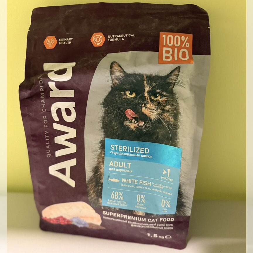 Award стерилизованные рыба 1,5кг
