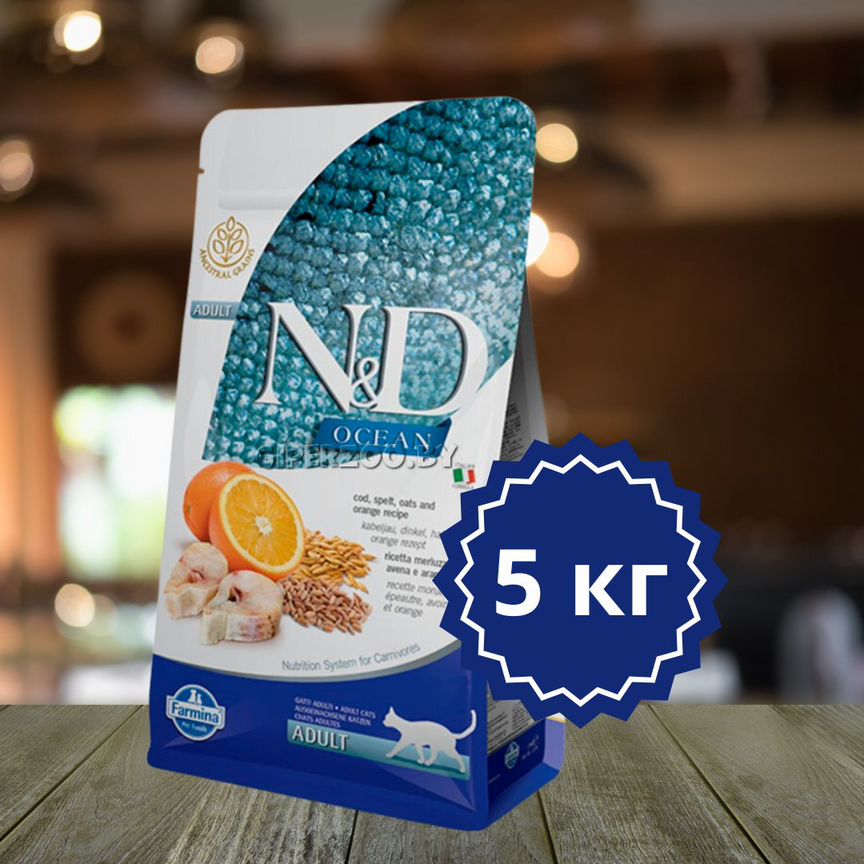 Farmina N&D Ocean Adult Cat(треска, апельси) 5кг